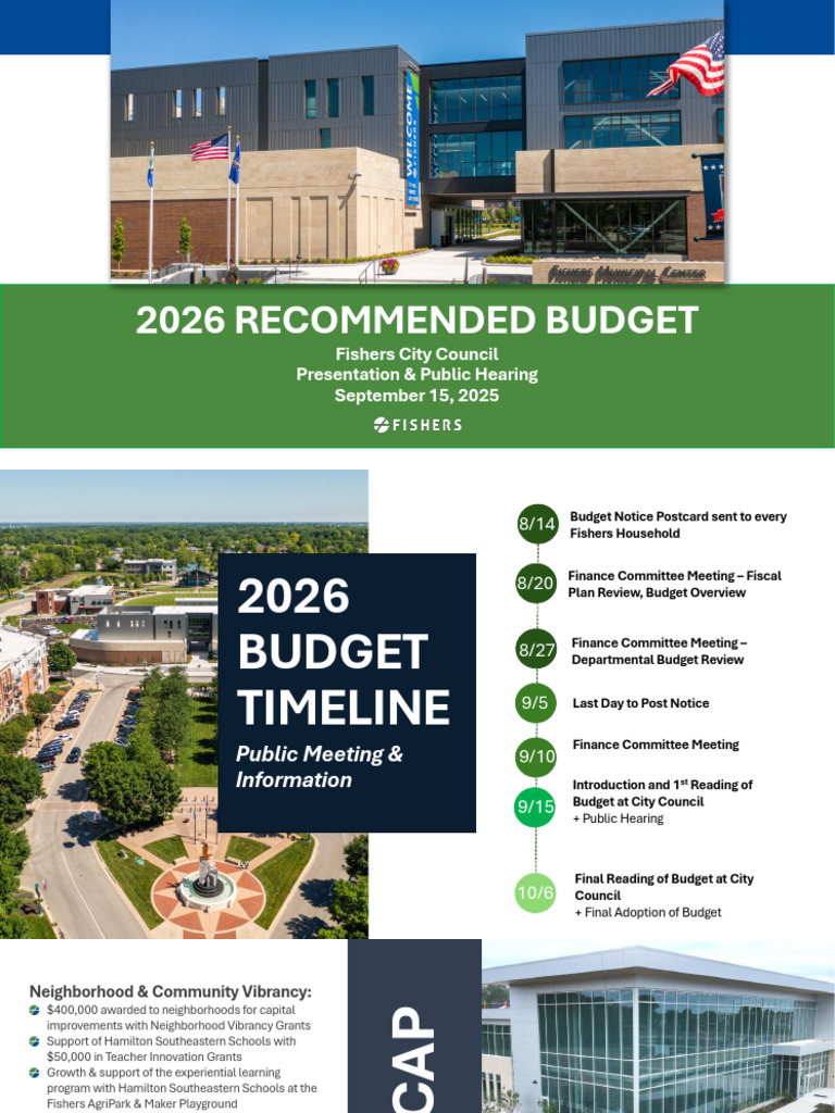 Fishers 2026 Budget Overview & Highlights | PDF | Fund Accounting | Budget