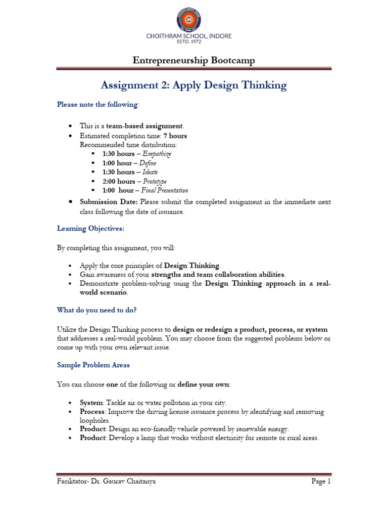 Assignment 2 - Design Thinking | PDF | Design Thinking | Prototype