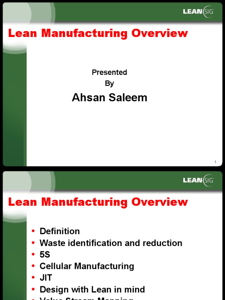 Lean Manufacturing Overview | PDF | Lean Manufacturing | Supply Chain ...