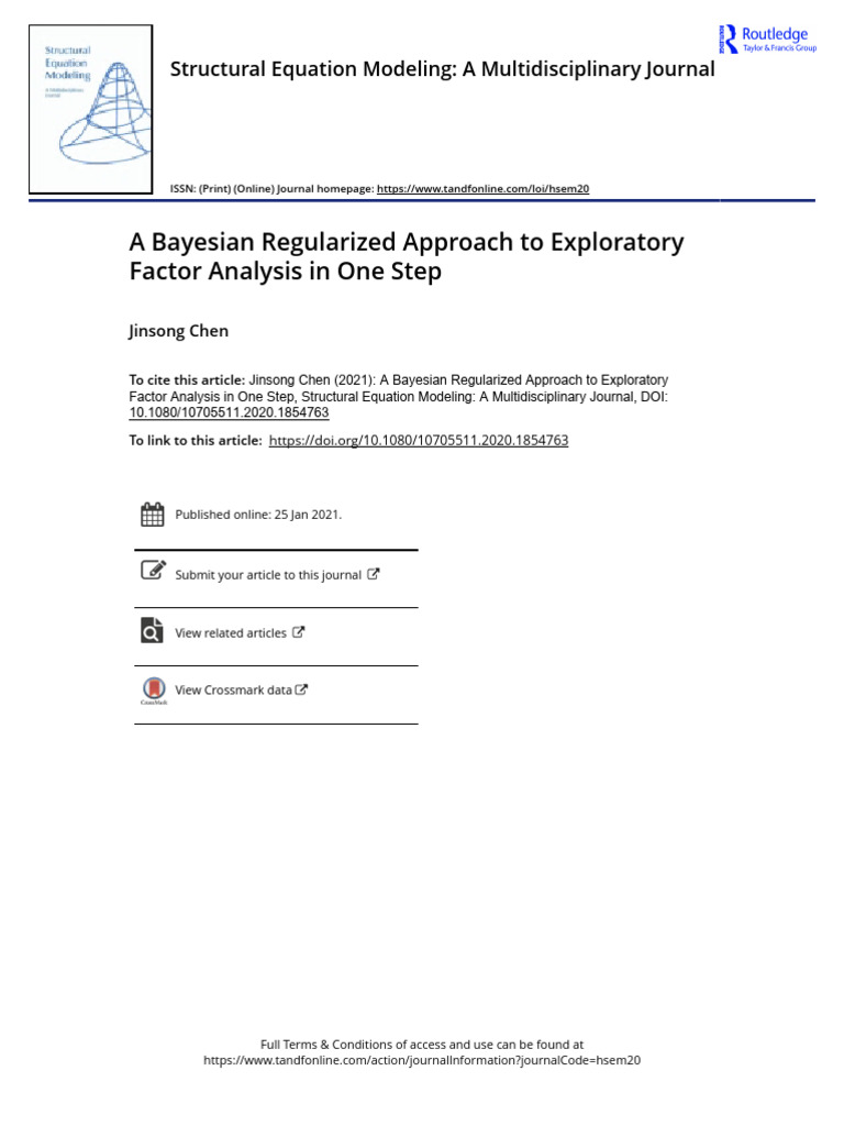 A Bayesian Regularized Approach To Exploratory Factor Analysis in One Step | PDF | Factor ...