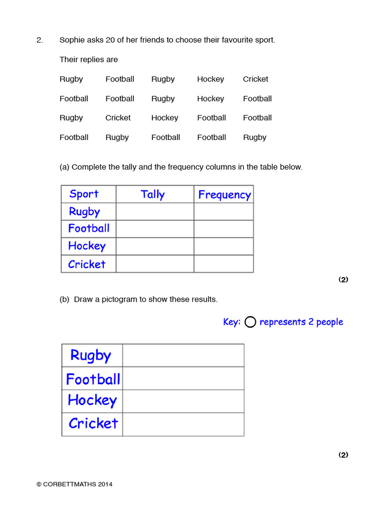 Bar Charts Tally Charts and Pictograms PDF 3 | PDF