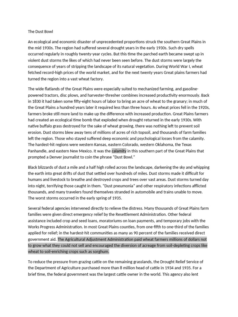 The Dust Bowl (23rd Nocember 2021) | PDF | Dust Bowl | Agriculture