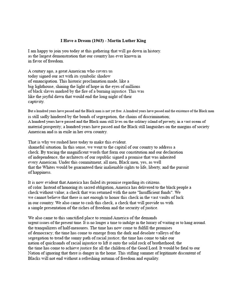 I Have A Dream - Martin Luther King | PDF