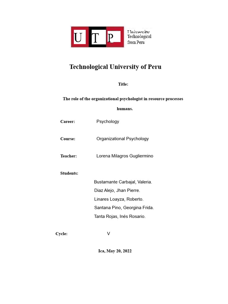 S08. AC "The Role of The Organizational Psychologist in Human Resources ...