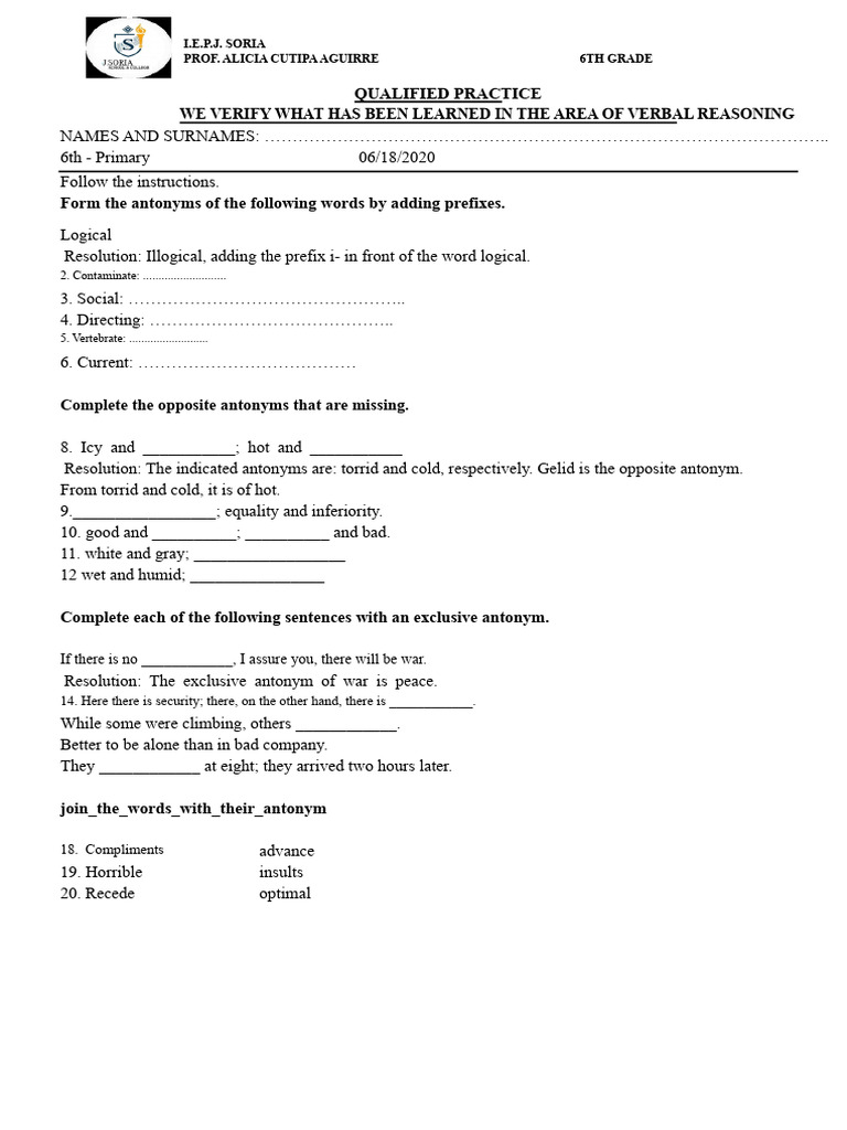 Qualified Practice 1st Reason. Verb. | PDF