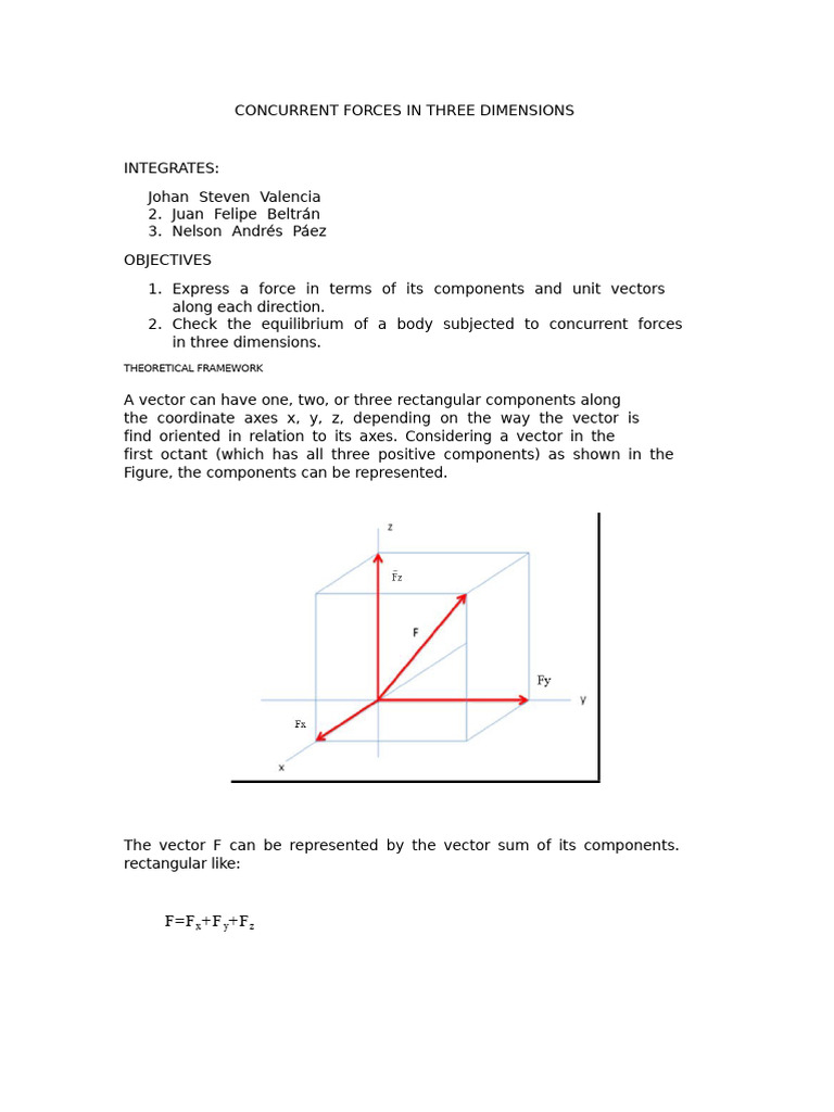 Concurrent Forces in Three Dimensions | PDF | Euclidean Vector ...
