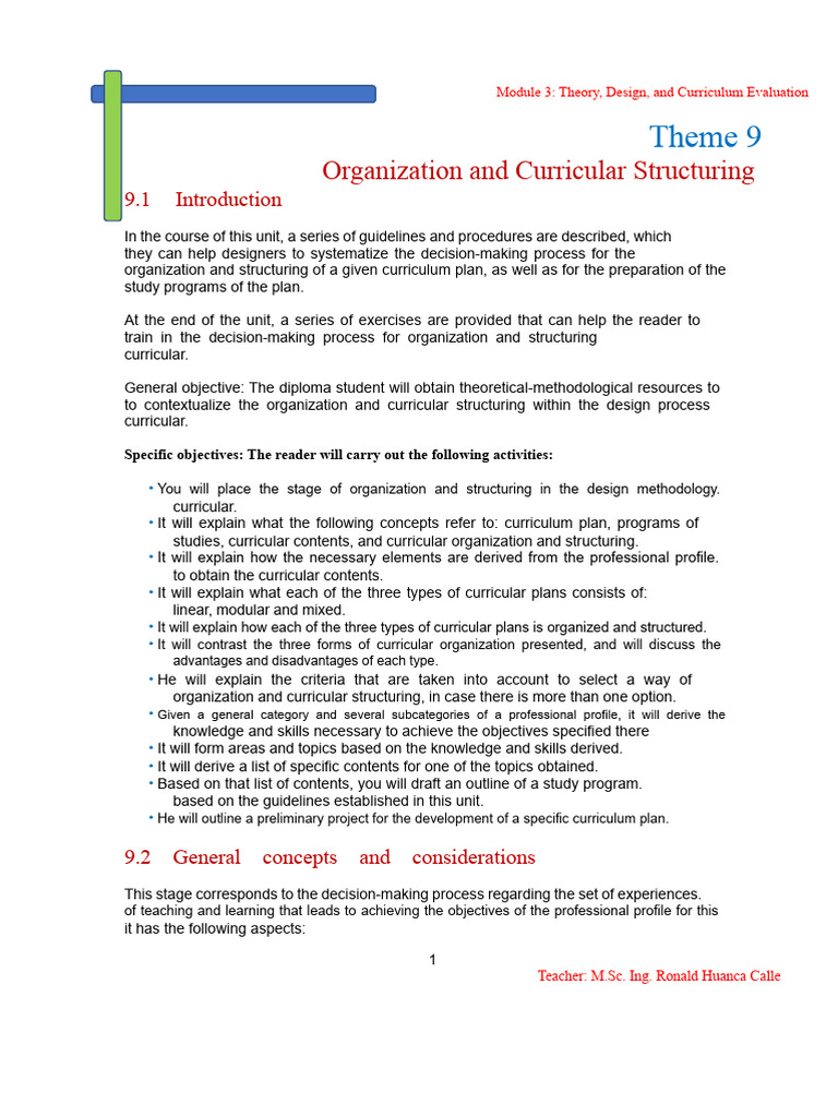 Curriculum Organization and Structuring Guide | PDF | Curriculum ...