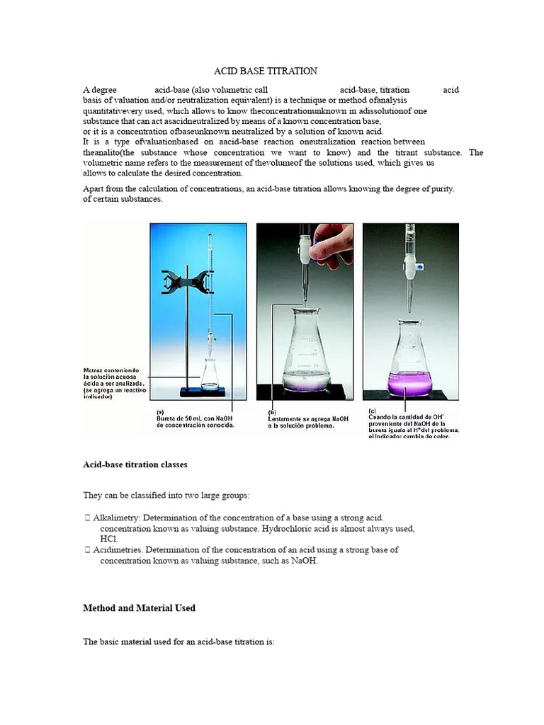 Acid-Base Titration | PDF | Titration | Chemistry