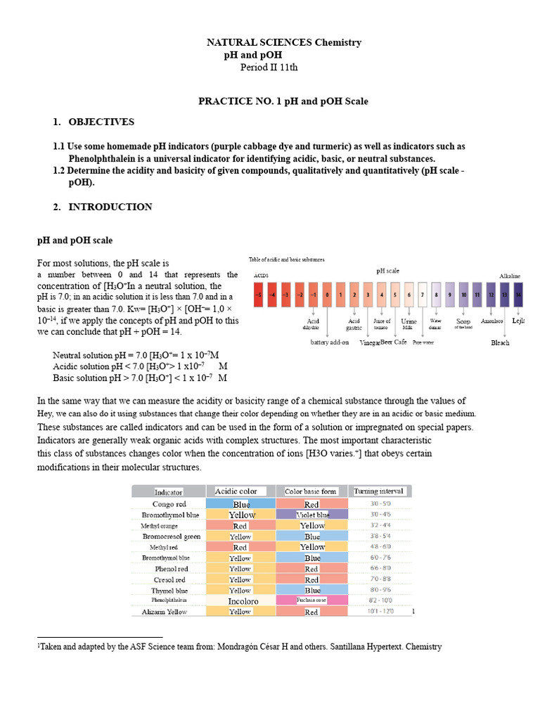 PH and pOH LAB 11° | PDF | Ph | Chemical Compounds