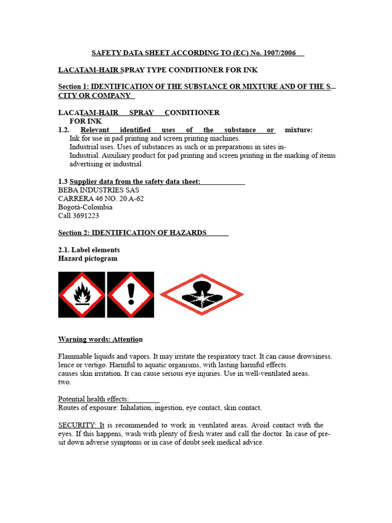 MATERIAL SAFETY DATA SHEET - Lacquer Type Conditioner - 2023 - HAVO ...