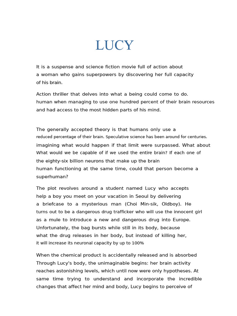 The Movie Lucy | PDF | Brain | Thriller (Genre)