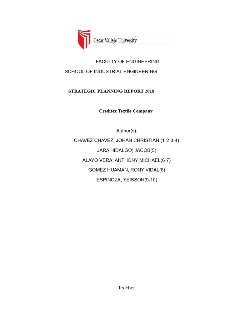 Creditex Textile Company Strategic Plan 2018 | PDF | Cotton | Textiles