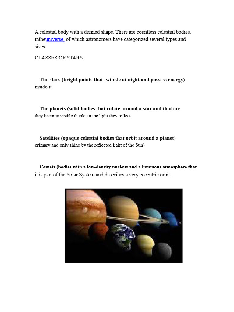 A Star Is A Celestial Body With A Defined Shape. | PDF