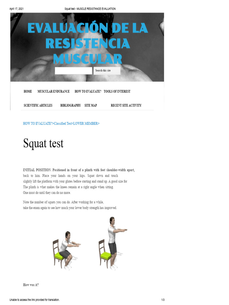 Squat Endurance Test Evaluation | PDF