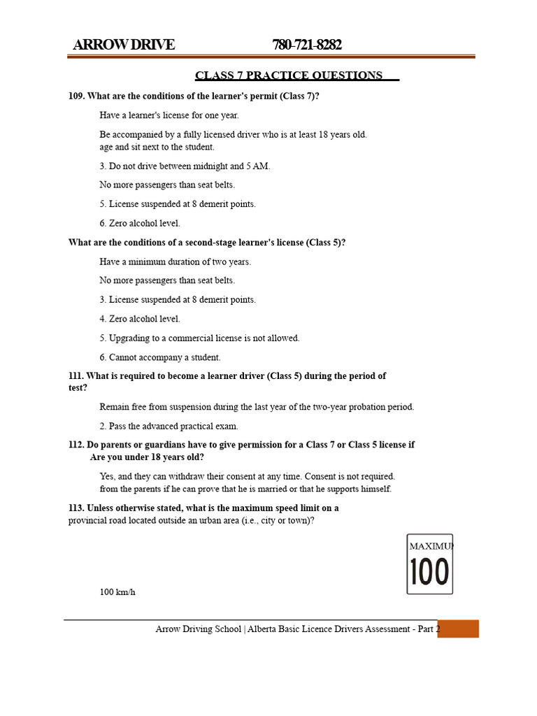 Alberta Class 7 License Guidelines | PDF | Traffic | Intersection (Road)