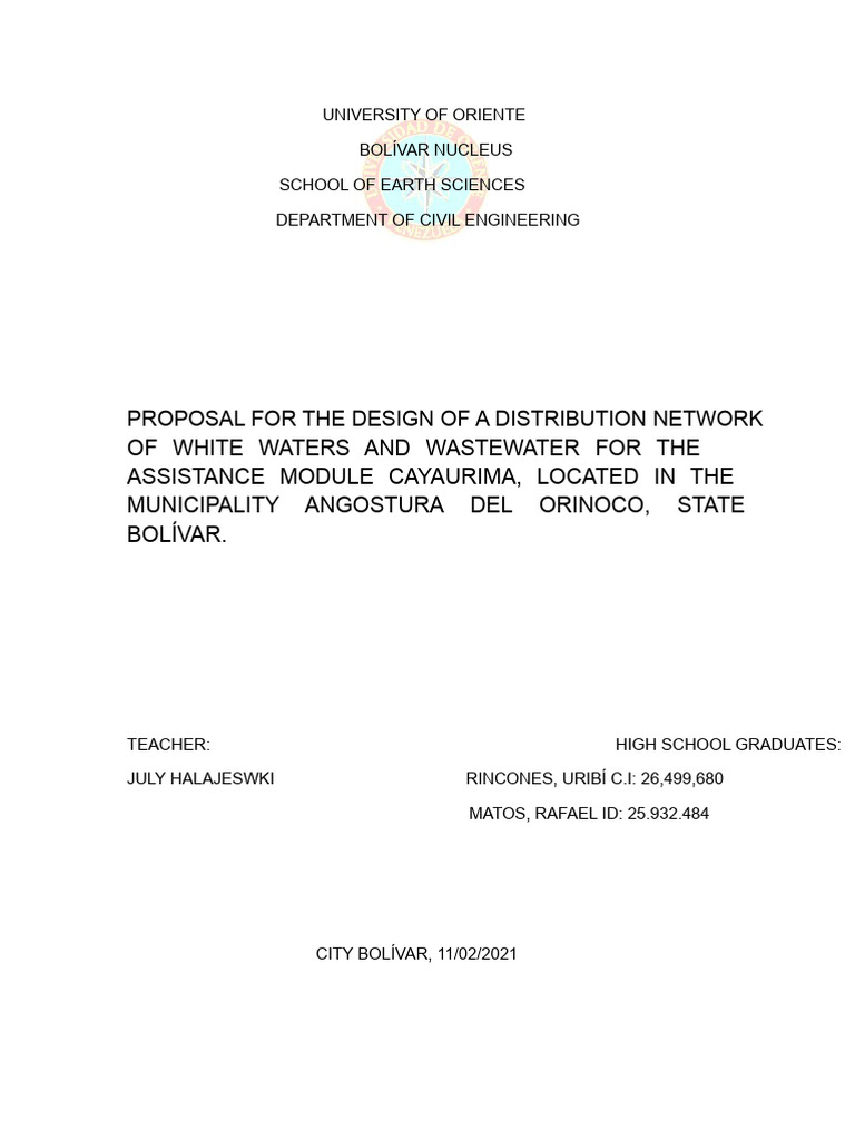 Chapter Ii. Proposal For The Design of A White Water and Wastewater ...