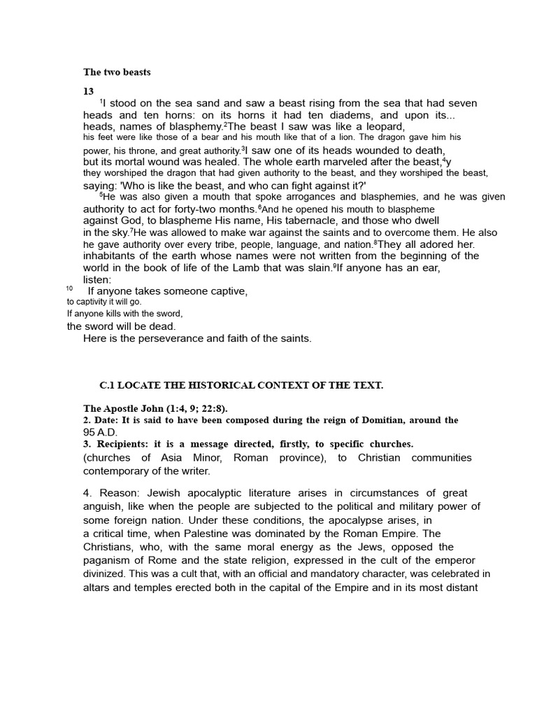 Apocalyptic Imagery of the Two Beasts | PDF | The Beast (Revelation ...