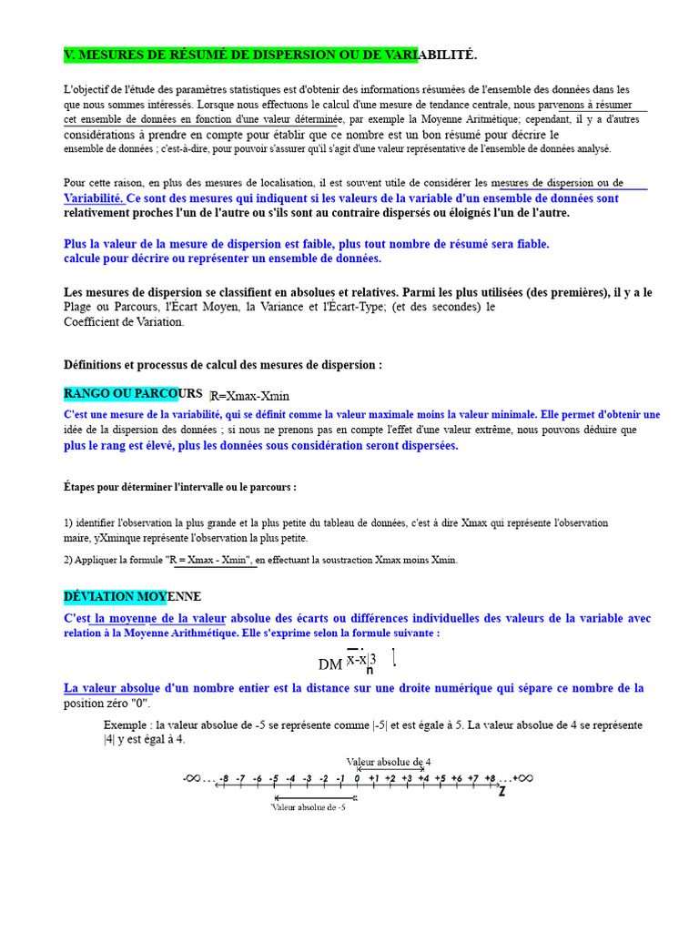Mesures de Dispersion Statistique | PDF | Écart type | Moyenne