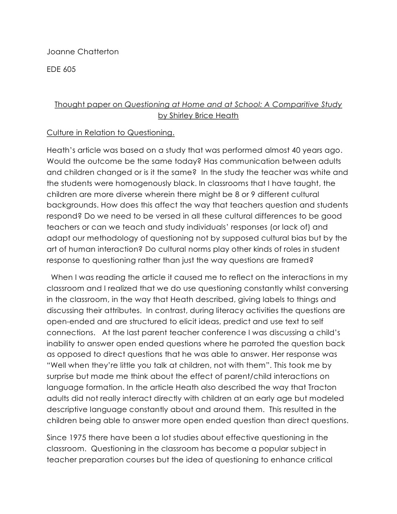 Thought Paper | PDF | Classroom | Thought