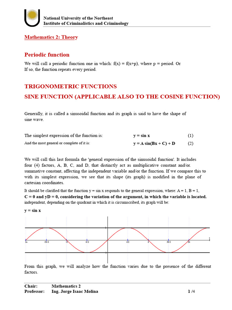 Sinusoidal Function | PDF | Function (Mathematics) | Mathematical Analysis