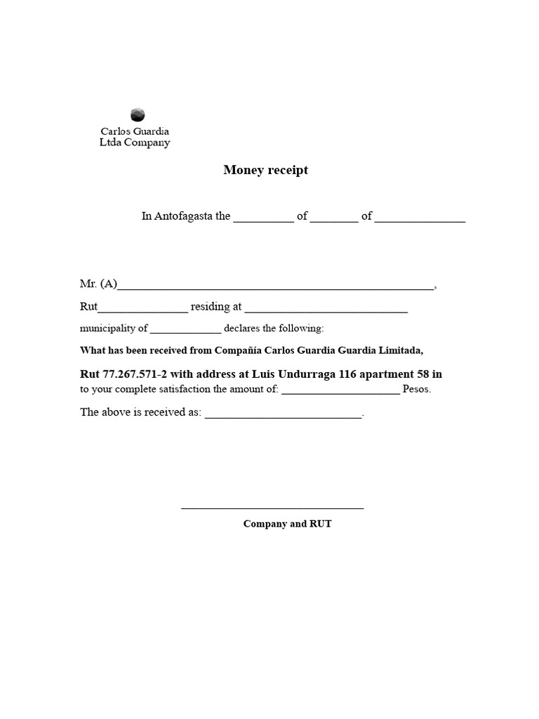 Money Receipt Format | PDF