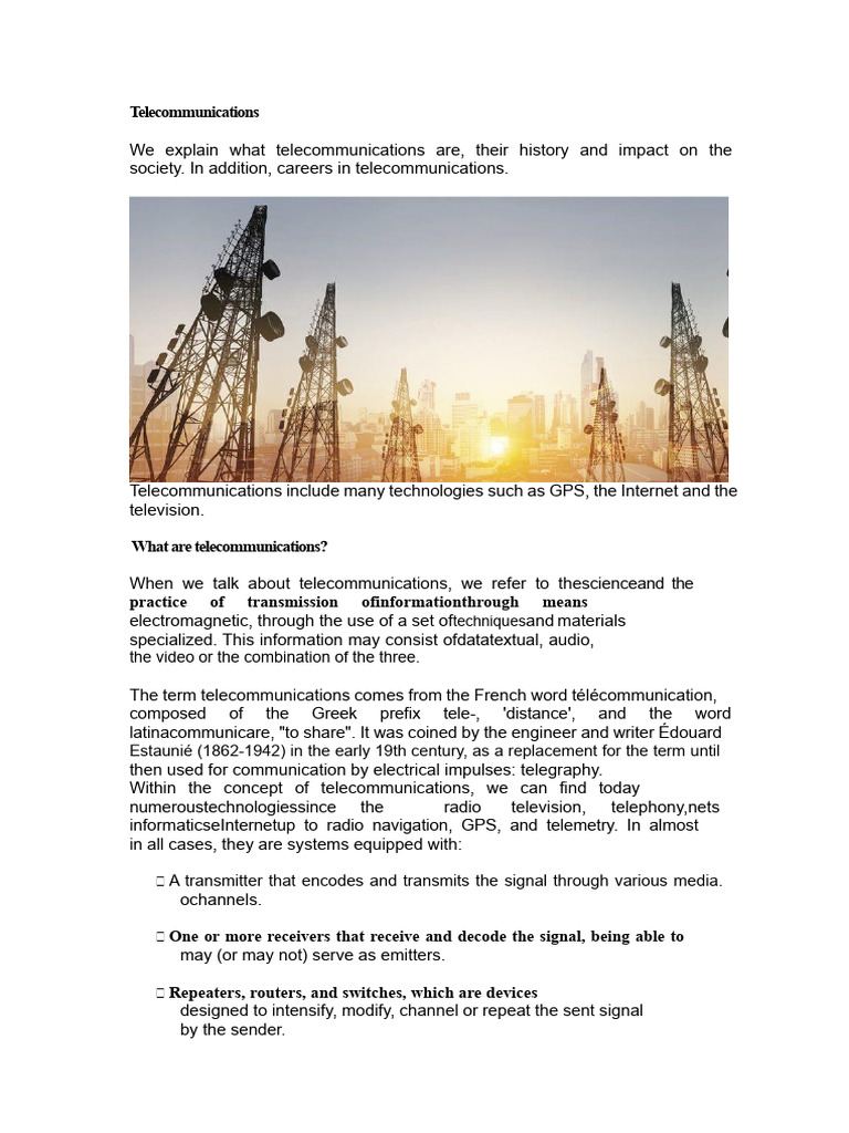 Telecommunications 1 | PDF | Telegraphy | Telecommunications