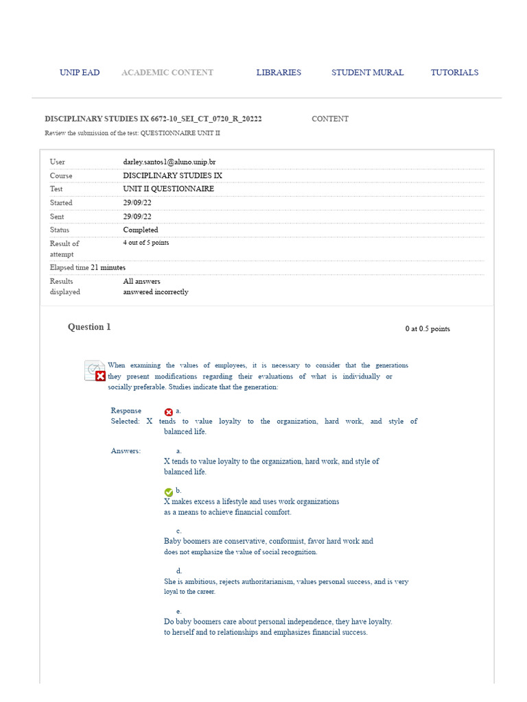 Review Submission of Test - Questionnaire Unit II - .. | PDF | Linked ...