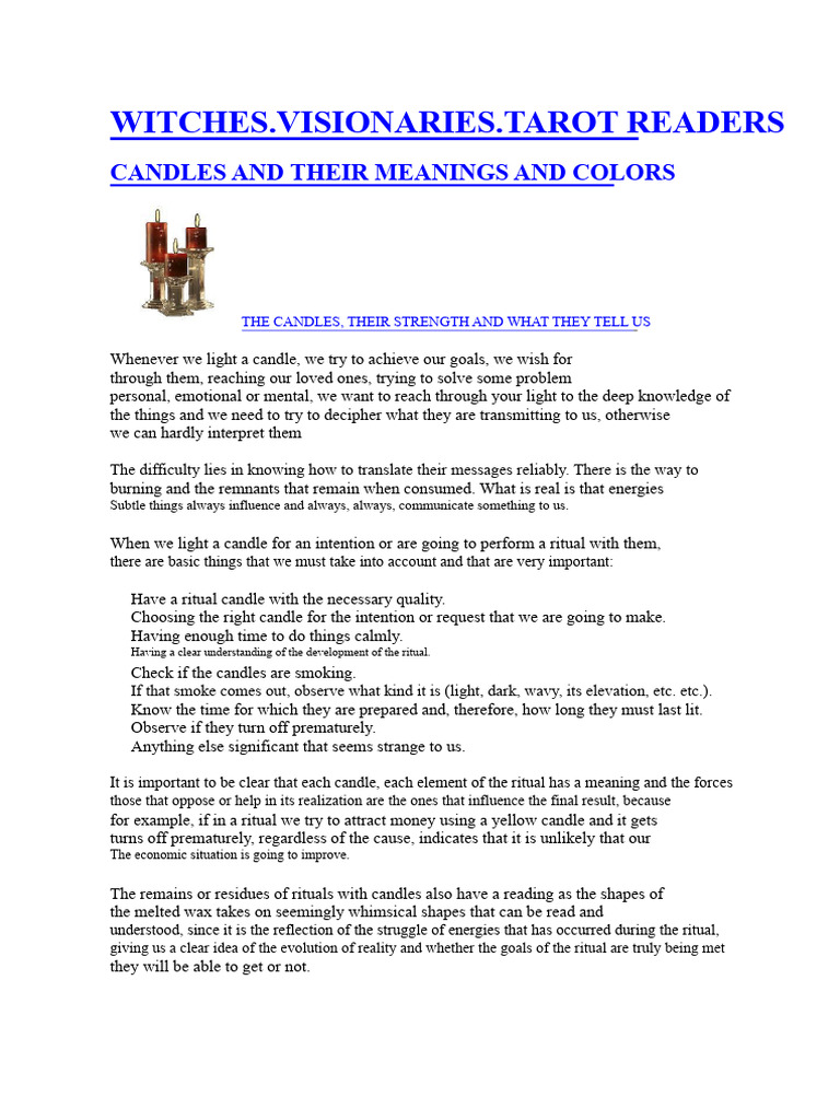 Candle Rituals: Meanings & Interpretations | PDF | Intention | Luck
