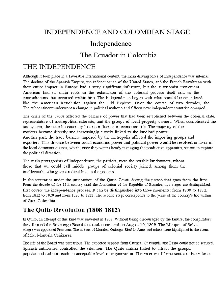 Ecuador's Independence and Gran Colombia | PDF | Ecuador