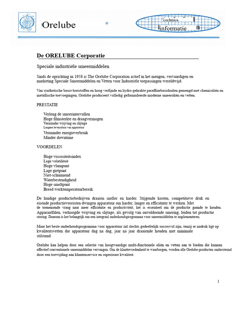 Orelube Smeermiddelen | PDF