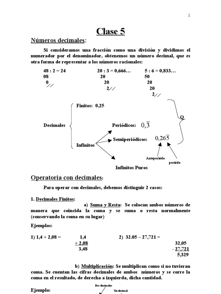 Números Periodicos y Decimales | PDF | Decimal | Fracción (Matemáticas)