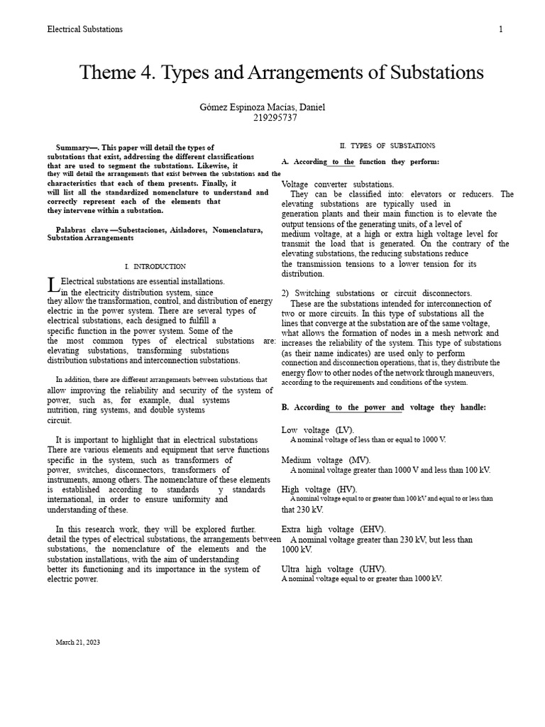 Types and Arrangements of Substations | PDF | Electric Power ...