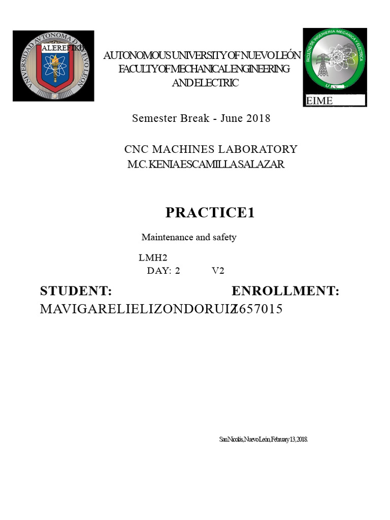 Practice 1 CNC Lab | PDF | Machines | Machining