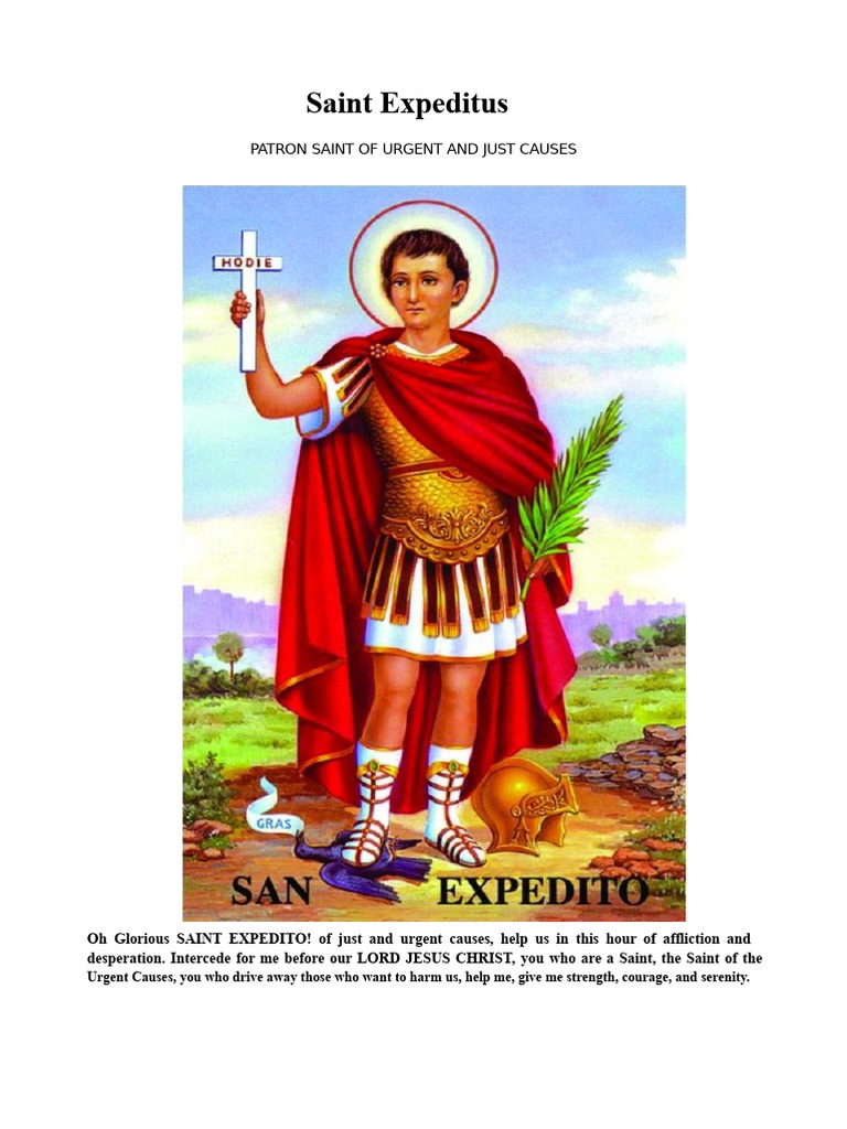 Prayers to Saint Expeditus for Urgent Help | PDF | Lord's Prayer ...