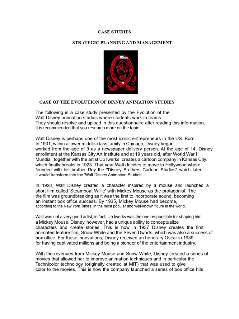 Disney Animation Evolution Case Study | PDF | The Walt Disney Company ...