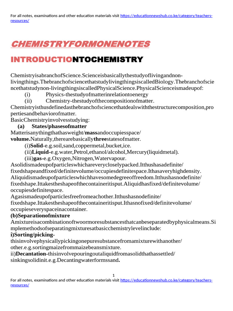 .Chemistry Notes - 1705733050000 | PDF | Chemical Substances | Materials