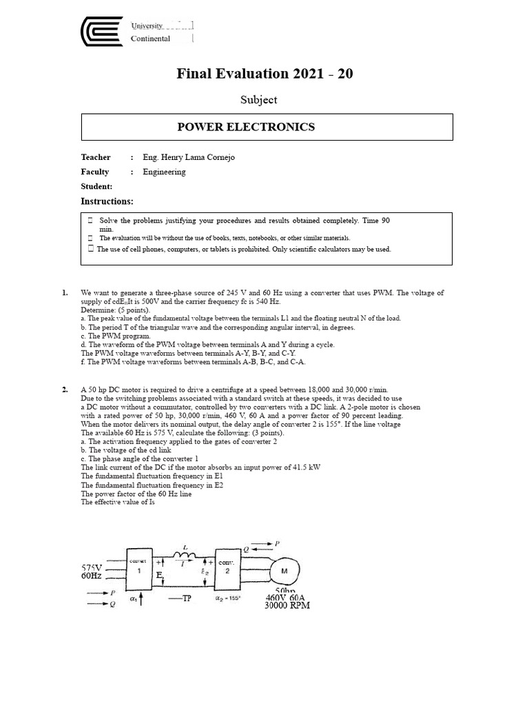 Final Evaluation - POWER ELECTRONICS - 2021 - 20 | PDF | Power Electronics | Rectifier