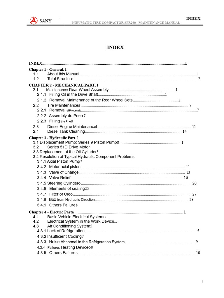 SANY SPR260 Roller Maintenance Manual | PDF | Pump | Fuel Injection