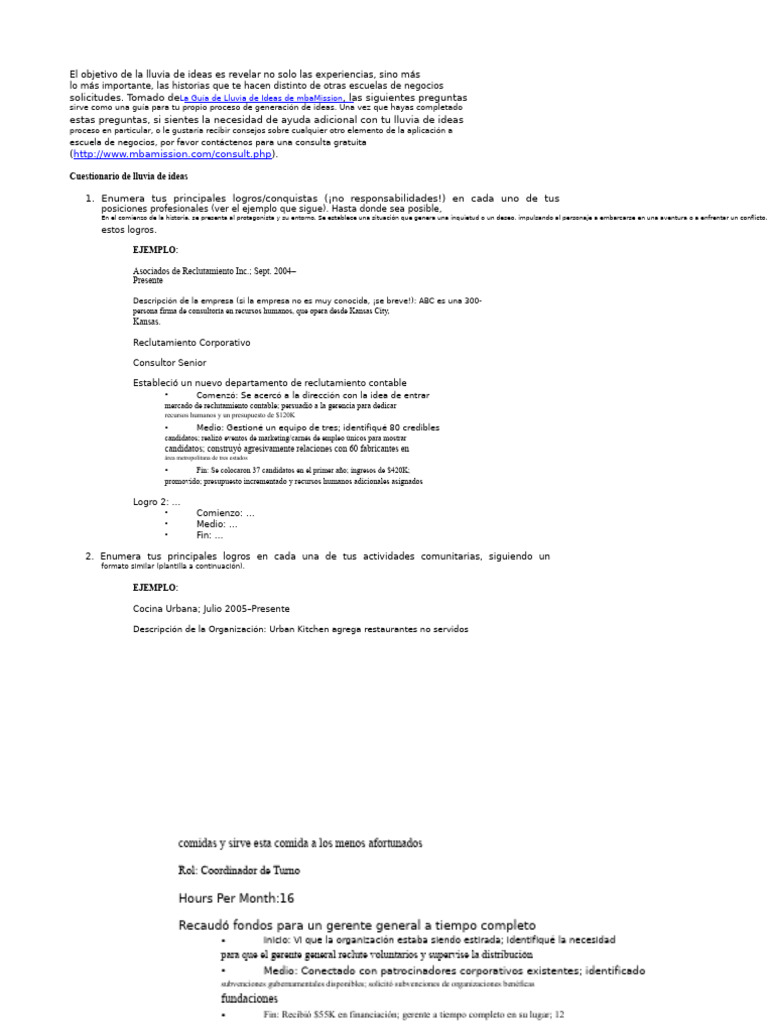 Preguntas para La Lluvia de Ideas | PDF