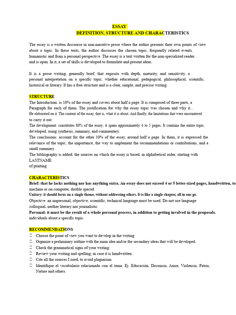 Essay Writing: Definition & Structure | PDF | Essays | Critical Thinking