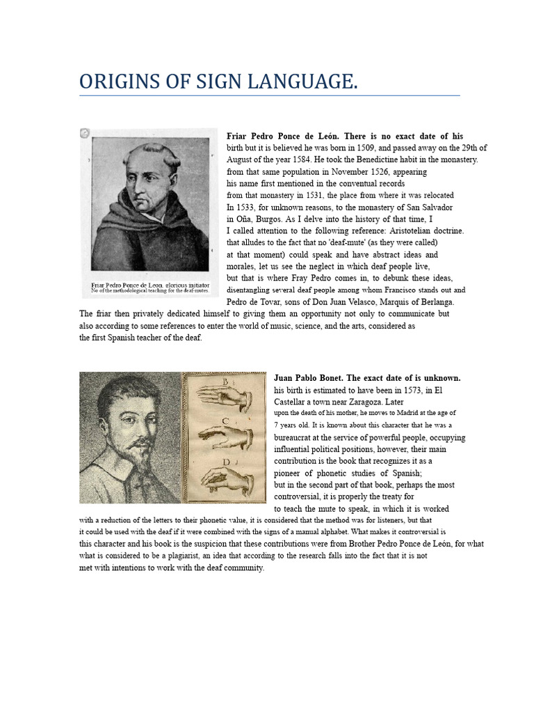History of Sign Language Pioneers | PDF | Deafness | Hearing Loss