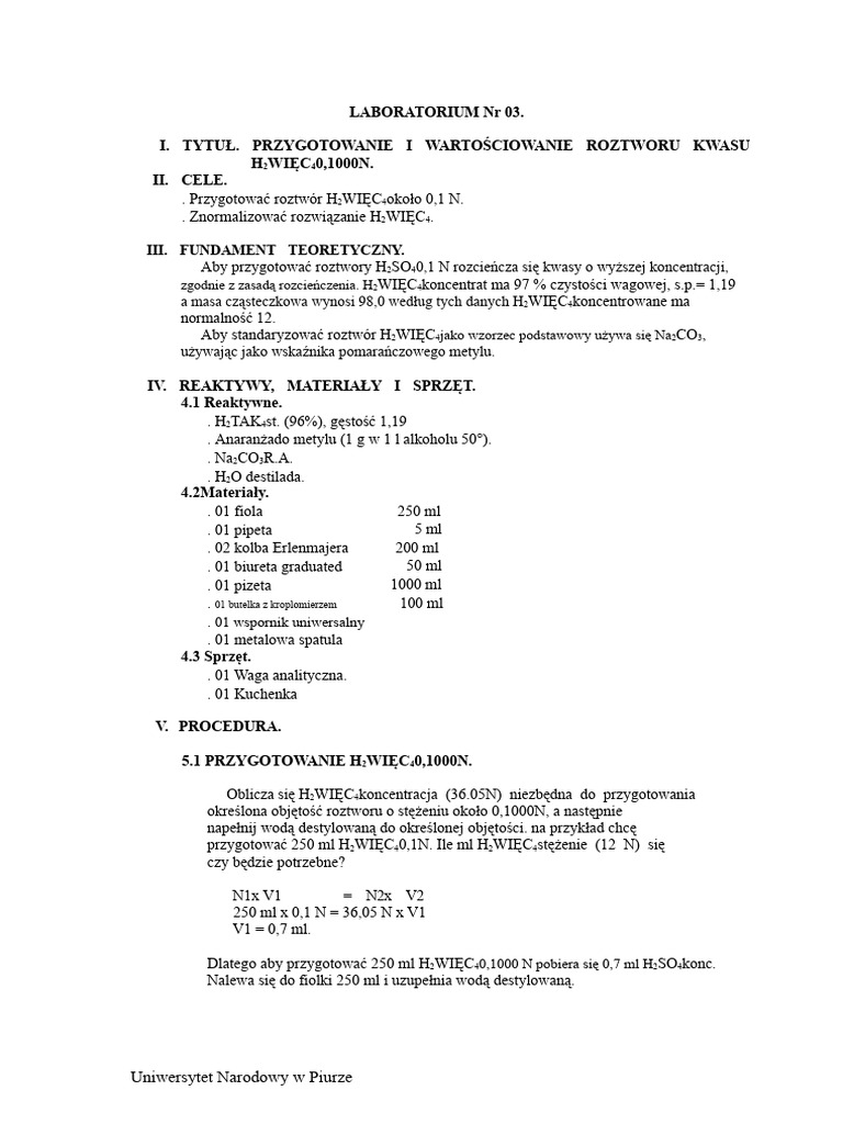 Laboratorium NR 03 H2SO4 | PDF