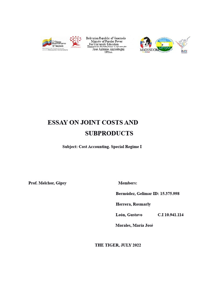 Essay On Joint Costs and By-Products | PDF | Economies