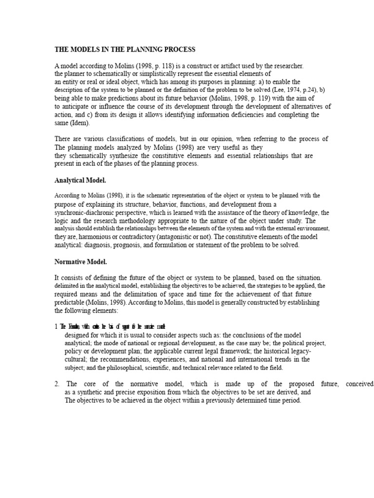 Models in The Planning Process | PDF | System | Behavior