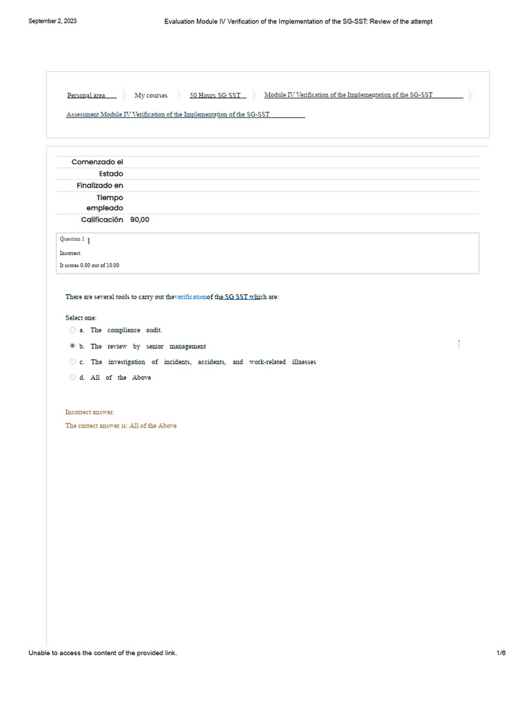 SG-SST Implementation Verification Review | PDF | Audit | Occupational ...