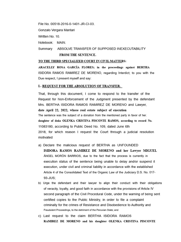 Request to Uphold Court Judgment Execution | PDF | Judgment (Law) | Lawsuit