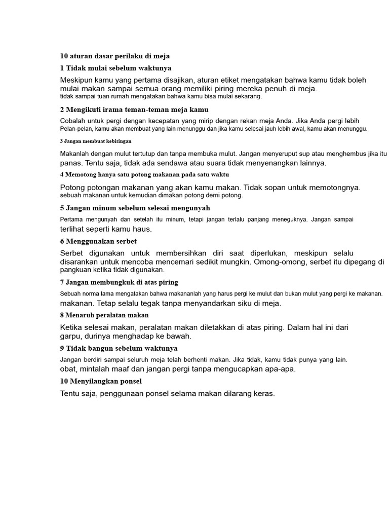 10 Aturan Etiket Makan di Meja | PDF