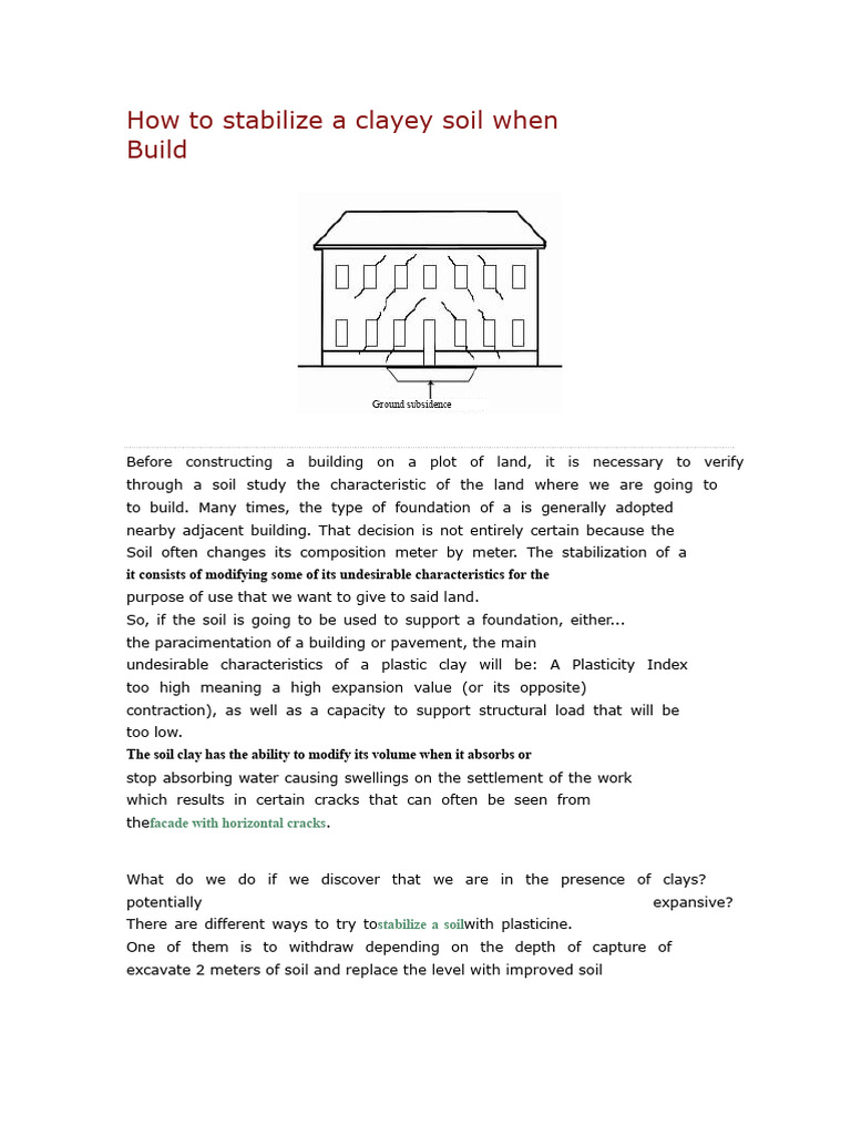 How To Stabilize Clay Soil When Building | PDF | Soil | Clay