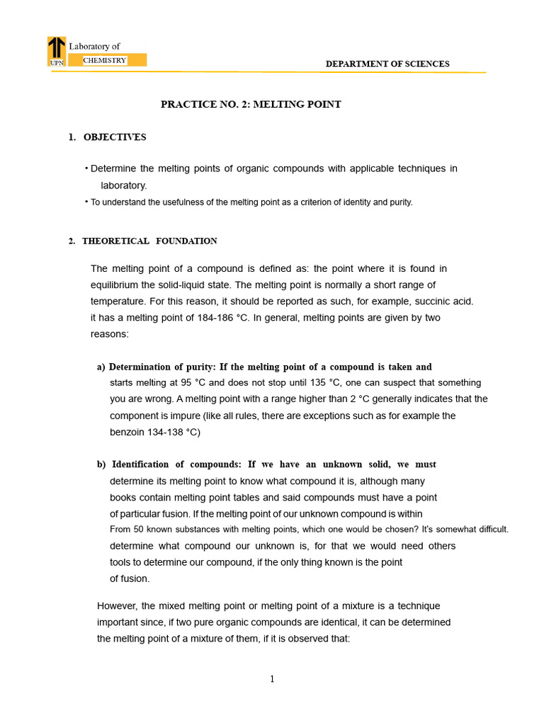 Practice #2 - Melting Point | PDF | Melting Point | Mixture