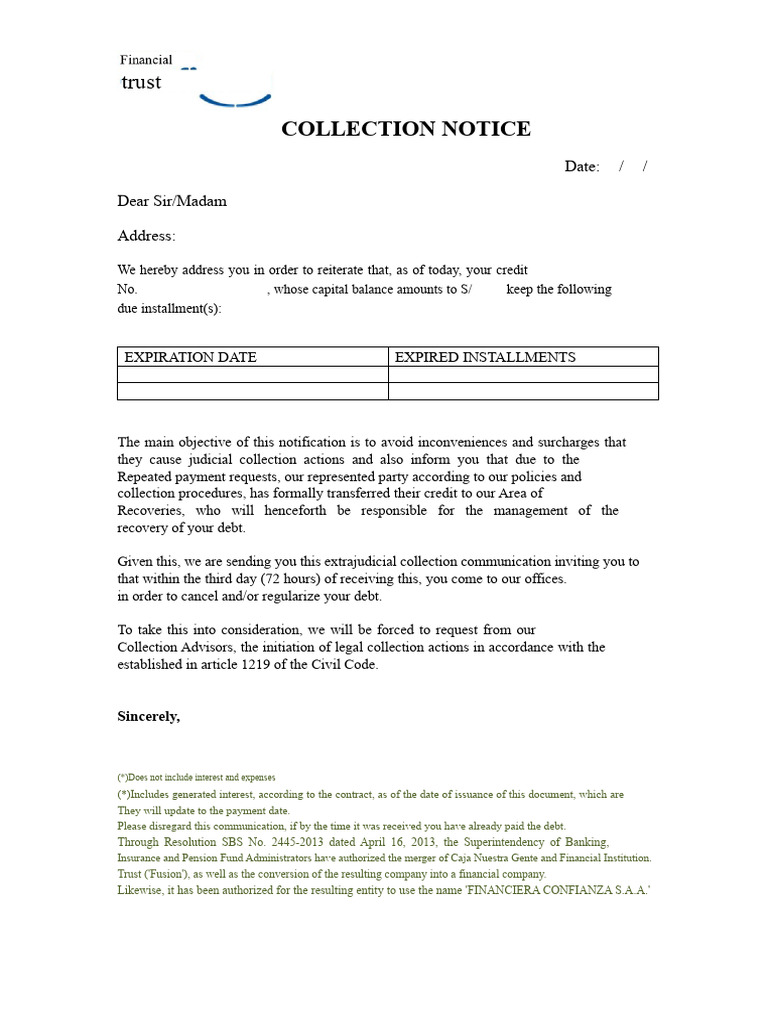 Collections Notice | PDF
